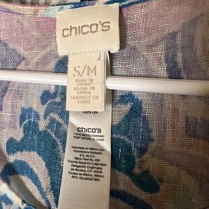 Chico's | Tops | Chicos Artistic Blue And Pink Poncho Style Top | Poshmark